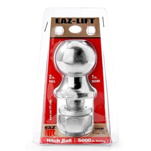 eaz-lift 48222 2" hitch ball with 1" shank -chrome plated heavy duty steel, 5,000 lb rating