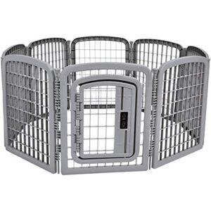 amazon basics 8-panel octagonal plastic pet pen fence enclosure with gate, 59 x 58 x 28 inches, grey