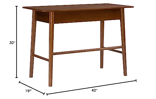 Linon Melissa Mid-Century Walnut Desk, 42" W x 19" D x 30" H