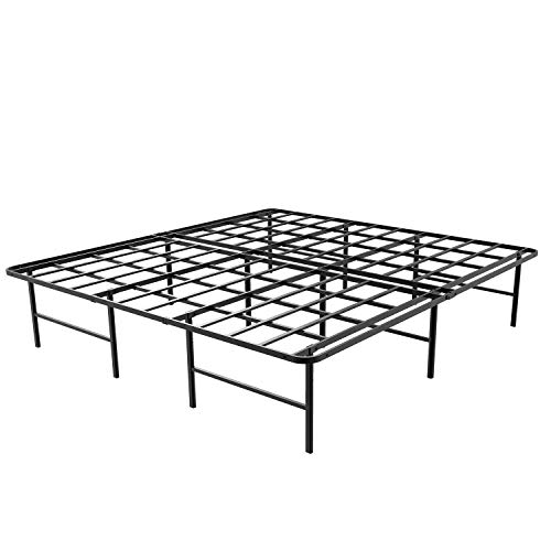 45MinST 16 Inch Platform Bed Frame/2 Brackets Included/Mattress Foundation/3000LBS Heavy Duty/Extremely Easy Assembly/Box Spring Replacement/Quiet Noise-Free, Queen/Cal King(Queen)