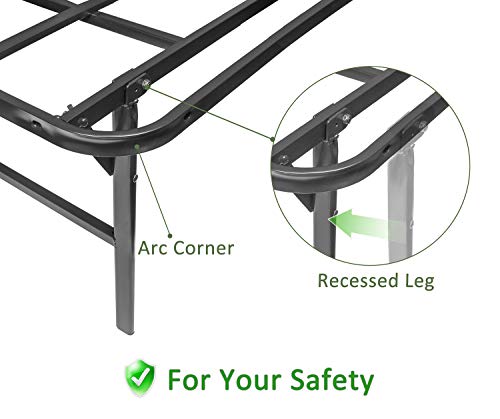 45MinST 16 Inch Platform Bed Frame/2 Brackets Included/Mattress Foundation/3000LBS Heavy Duty/Extremely Easy Assembly/Box Spring Replacement/Quiet Noise-Free, Queen/Cal King(Queen)