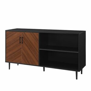 Walker Edison Fehr Modern 2 Door Bookmatch Asymmetrical Console for TVs up to 65 Inches, 58 Inch, Black