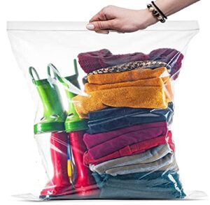 [ 50 bags ] 8 gallon x-large jumbo storage bags, reclosable clear thick plastic freezer meat bags, 20" x 24" extra large size for clothes, travel, moving, storage, & organization