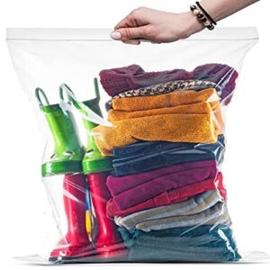 [ 50 Bags ] 8 Gallon X-Large Jumbo Storage Bags, Reclosable Clear Thick Plastic Freezer Meat Bags, 20" x 24" Extra Large Size for Clothes, Travel, Moving, Storage, & Organization