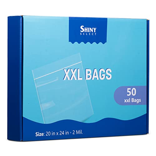 [ 50 Bags ] 8 Gallon X-Large Jumbo Storage Bags, Reclosable Clear Thick Plastic Freezer Meat Bags, 20" x 24" Extra Large Size for Clothes, Travel, Moving, Storage, & Organization