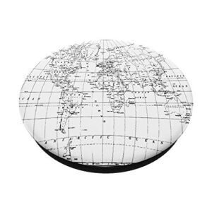 World Map PopSockets Grip Black and White PopSockets PopGrip: Swappable Grip for Phones & Tablets