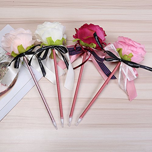 TOYMYTOY Handmade Rose Flower Ballpoint Pens for Girls Gift Ball Pen Office School Stationery,4 Pcs