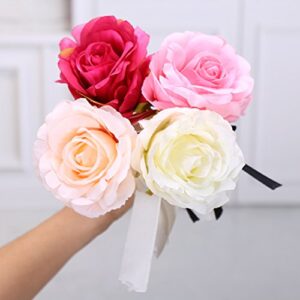 TOYMYTOY Handmade Rose Flower Ballpoint Pens for Girls Gift Ball Pen Office School Stationery,4 Pcs