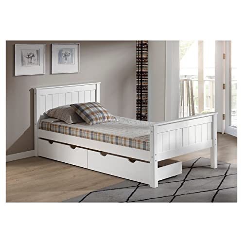 Alaterre Harmony Twin Bed with Storage Drawers, White