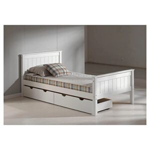 Alaterre Harmony Twin Bed with Storage Drawers, White