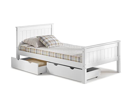 Alaterre Harmony Twin Bed with Storage Drawers, White