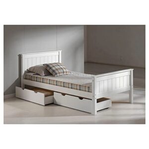 Alaterre Harmony Twin Bed with Storage Drawers, White