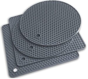 silicone trivet mats - pot holders - drying mat our potholders kitchen tools is heat resistant to 440°f, non-slip durable flexible easy to wash and dry and contains 4 pcs by q's inn.