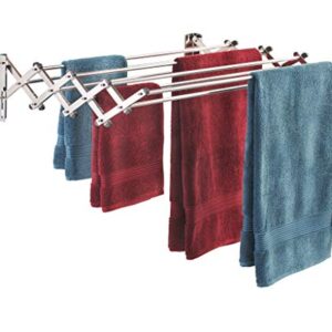 Smartsome Space Saver Fold Away Racks: Stainless Steel Wall Mounted Laundry Drying Rack, Easy to Install - 8 34" Rods, Total: 22.5 Linear Ft, 60 lb Capacity- Indoor and Outdoor Use