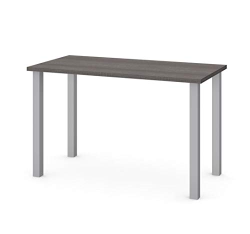 Bestar Universel Table Desk with Square Metal Legs, 48" x 24", Bark Grey