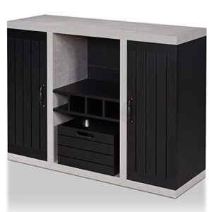 furniture of america vando industrial wood multi-storage buffet in black