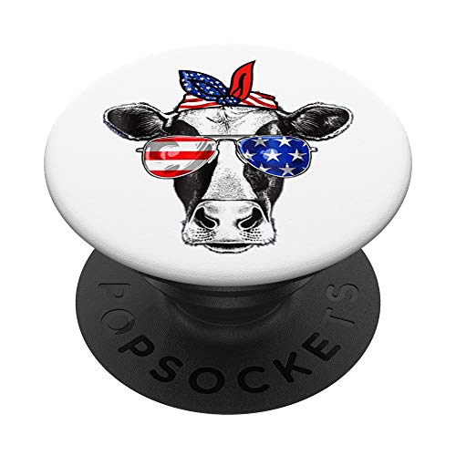 Cow with bandana flag american awesome PopSockets PopGrip: Swappable Grip for Phones & Tablets