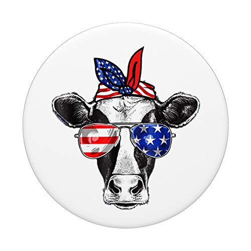 Cow with bandana flag american awesome PopSockets PopGrip: Swappable Grip for Phones & Tablets