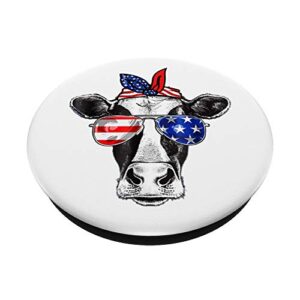 Cow with bandana flag american awesome PopSockets PopGrip: Swappable Grip for Phones & Tablets