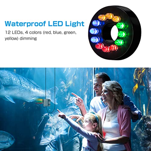 Fountain pump Submersible Water pump Kit with LED Light 220 GPH Waterproof Silent outdoor Pond pump Small Aquarium pump for Hydroponic Aquarium Air Fish tank with Decorations Plants Sunterra