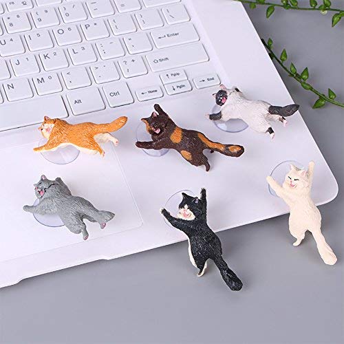 Amamcy Novelty 6Pcs Cute Cat Sucker Phone Holder Cellphone Sucker Cup Stand Cute Cat Phone Stand Holder for All Mobile Phones