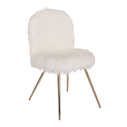 OSP Home Furnishings Julia Chic Accent Chair, White Faux Fur and Gold Legs