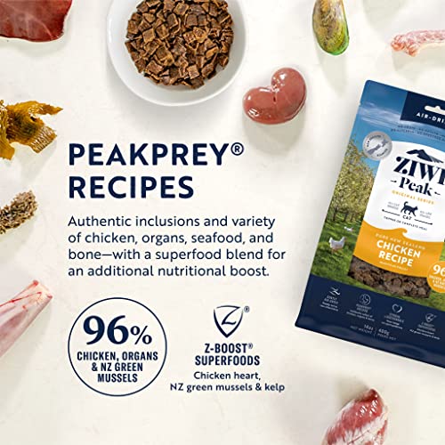 ZIWI Peak Air-Dried Cat Food – All Natural, High Protein, Grain Free & Limited Ingredient with Superfoods (Chicken, 14 oz)