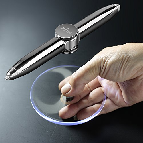 SMOOTHERPRO Fidget Spinner Pen with LED Light to Help ADHD Stress Reducer Thinking Ballpoint Pen Gift Pen Anti Stress Anxiety Infinity with Gift Box Color Brown (FS702)