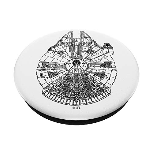 Star Wars Millennium Falcon Line Art Sketch PopSockets PopGrip: Swappable Grip for Phones & Tablets