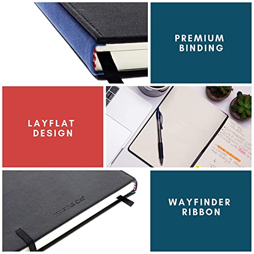 Thick Hardcover Journal Notebook - Ruled/Lined A5 (5x8 inch), Deluxe 120gsm Paper, Lays Flat for Writing, Professional Notebooks for Work, Business, Office, Executive - Men & Women - Black