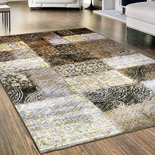 SUPERIOR Area Rugs for Bedroom, Farmhouse, Kitchen, Entryway, Laundry Room | Living Room Decor | Hadley Collection, 5' x 8', Washable & Beige