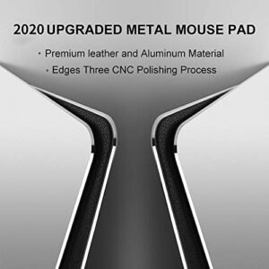 Metal Aluminum Mouse Pad Hard Silver Clear Modern Ultra Thin Double Side Design Mouse Mat Waterproof Fast and Accurate Control for Gaming and Office Magic, Medium 9.45X7.87 Inch…