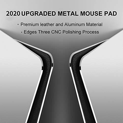 Metal Aluminum Mouse Pad Hard Silver Clear Modern Ultra Thin Double Side Design Mouse Mat Waterproof Fast and Accurate Control for Gaming and Office Magic, Medium 9.45X7.87 Inch…