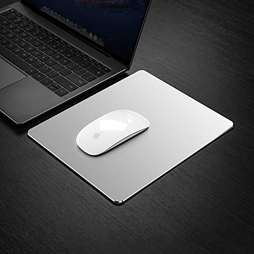 Metal Aluminum Mouse Pad Hard Silver Clear Modern Ultra Thin Double Side Design Mouse Mat Waterproof Fast and Accurate Control for Gaming and Office Magic, Medium 9.45X7.87 Inch…