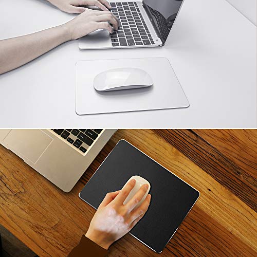 Metal Aluminum Mouse Pad Hard Silver Clear Modern Ultra Thin Double Side Design Mouse Mat Waterproof Fast and Accurate Control for Gaming and Office Magic, Medium 9.45X7.87 Inch…