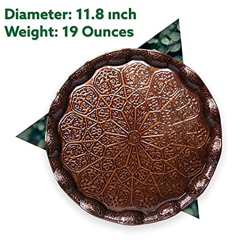 Turkish Ottoman Coffee Tea Beverage Serving Wavy Tray 35cm (Antique Copper)