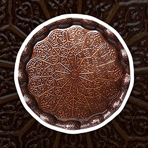 Turkish Ottoman Coffee Tea Beverage Serving Wavy Tray 35cm (Antique Copper)