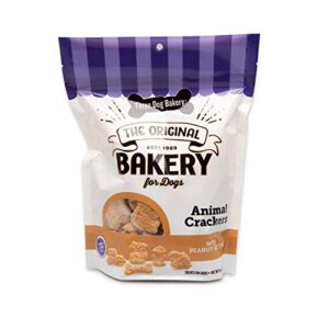 three dog bakery crunchy classic animal crackers, peanut butter flavor, premium treats for dogs, 13 resealable pack, brown, 13 oz