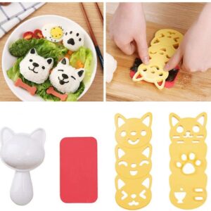 Fellibay Hofumix Bento Accessories Sushi Mold Rice Ball Mold Cartoon Cat Pattern Sushi Bento Nori Kitchen Rice Decor Kits Sandwich DIY Kitchen Tools for Baby Kids Meal