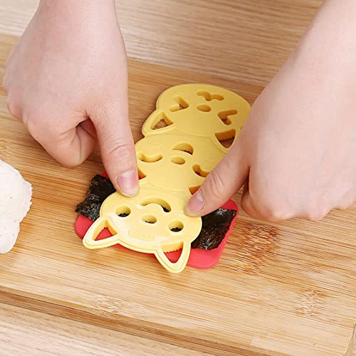 Fellibay Hofumix Bento Accessories Sushi Mold Rice Ball Mold Cartoon Cat Pattern Sushi Bento Nori Kitchen Rice Decor Kits Sandwich DIY Kitchen Tools for Baby Kids Meal