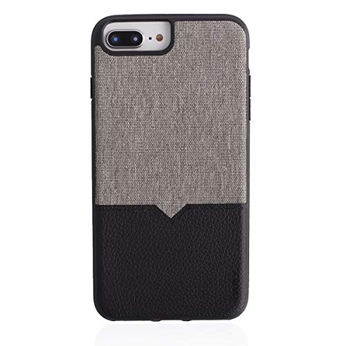 Evutec Compatible with iPhone 6 Plus/6s Plus/7 Plus/8 Plus Unique Heavy Duty Case Leather + TPU Shockproof Interior Drop Protection Phone Cover-Canvas/Black (AFIX+ Vent Mount Included)