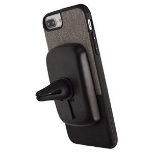 Evutec Compatible with iPhone 6 Plus/6s Plus/7 Plus/8 Plus Unique Heavy Duty Case Leather + TPU Shockproof Interior Drop Protection Phone Cover-Canvas/Black (AFIX+ Vent Mount Included)