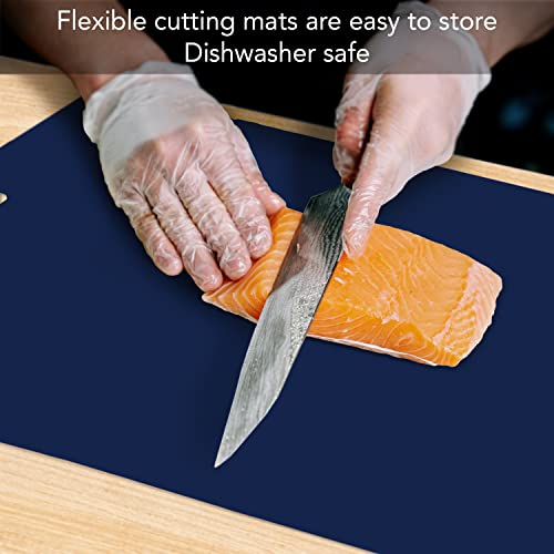 Cut N' Funnel Non-Slip Flexible Cutting Board Mats 3 Pack of Assorted Fashion Colors, Made in the USA of BPA Free Food Grade Plastic, 12” x 16”