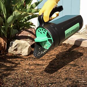 Spot Spreader Hand Spreader Shaker for Seed, Salt, De-Icer, Ice Melt, Earth Food and Fertilizer - Multiple Opening Sizes for Any Need - Up to 80 Oz - Most Efficient & Sturdy Product on The Market