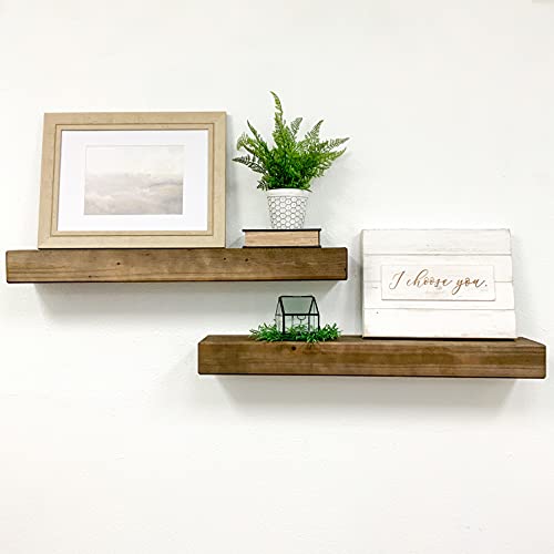 Del Hutson Designs Artisan Haute Wooden Boxed Floating Mantle Shelves (Dark Walnut, 36-inch)