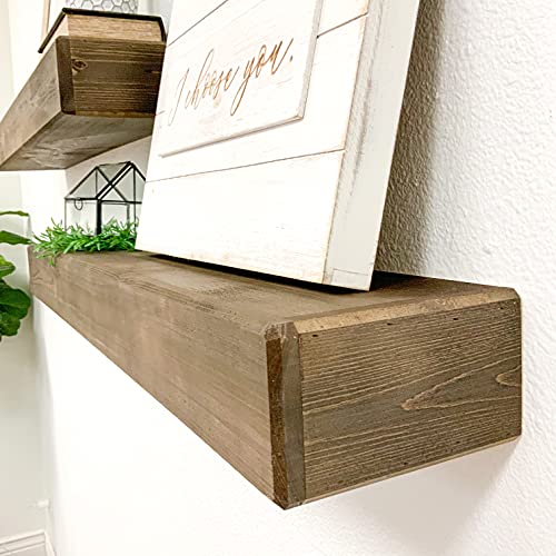 Del Hutson Designs Artisan Haute Wooden Boxed Floating Mantle Shelves (Dark Walnut, 36-inch)