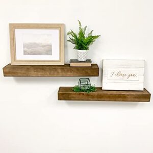 Del Hutson Designs Artisan Haute Wooden Boxed Floating Mantle Shelves (Dark Walnut, 36-inch)