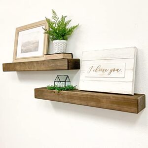 Del Hutson Designs Artisan Haute Wooden Boxed Floating Mantle Shelves (Dark Walnut, 36-inch)