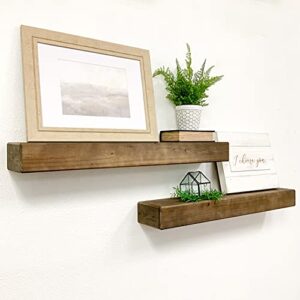 Del Hutson Designs Artisan Haute Wooden Boxed Floating Mantle Shelves (Dark Walnut, 36-inch)