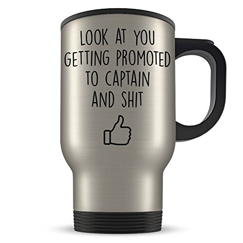 Captain Travel Mug Gift for Men and Women Promotion - Promoted Military Ranks Congratulations Coffee Mug for Army, Navy or Air Force - Funny Gag Cup